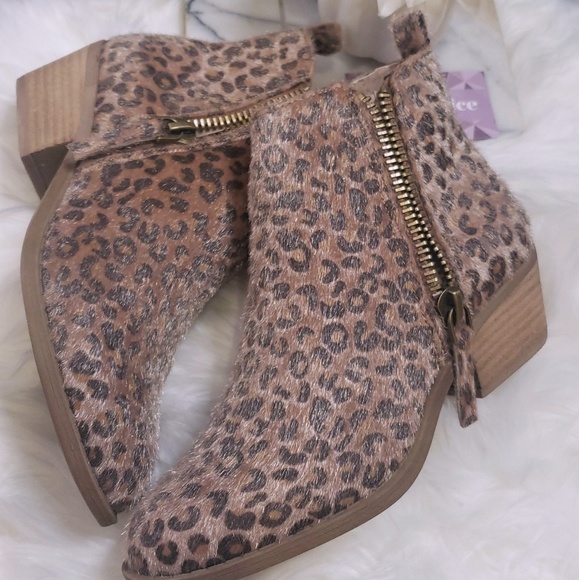 Very G | Shoes | Leopard Print Booties With Zipper Accent | Poshmark